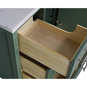 California 42-inch Bathroom Vanity (Carrara/Sage Green): Includes Sage Green Cabinet with Authentic Italian Carrara Marble Countertop and White Ceramic Sink