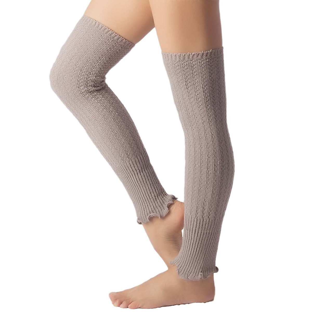 iB-iP Women's Ballet Dancer Running Aerobics Costume Stretch Leg Warmer, Size: One Size, Light Grey