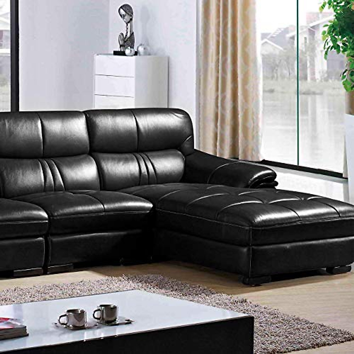 Yotache PU Fabric Leather 1 Yard 54" x 36", 1.25mm Thick Faux Synthetic Leather Material Sheets for Upholstery Crafts, DIY Sewings, Sofa, Handbag, Hair Bows Decorations, Black