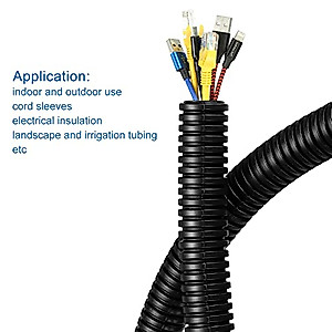DMiotech 18.5mmx14.5mmx2m Plastic Non-Split Corrugated Tubing Indoor Outdoor Cord Management for Wrap Tidy Office Garden