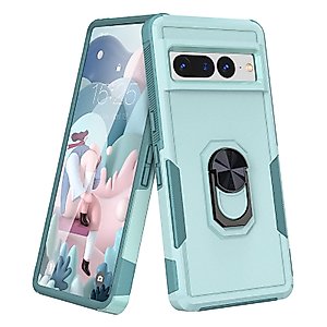 MILPROX Case Compatible for Google Pixel 7 Case, Dual-Layer Protective Shockproof Heavy-Duty Bumper Phone Case Cover with 360 Ring Kickstand for Google Pixel 7 Case - Mint