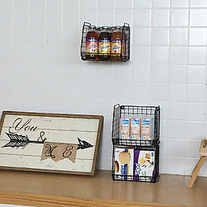 X-cosrack Stackable Pantry Baskets Household Food Storage Organizer with Handles 3 Pack, Foldable Snack Rack Stand with Open Front Stacking Farmhouse Bins for Countertop Cabinets Kitchen