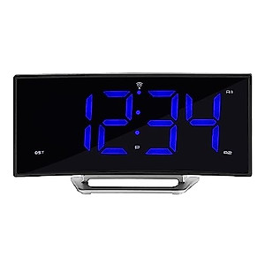 La Crosse Technology Curved Blue LED Atomic Dual Alarm Clock, 1.8 Inch (617-249)