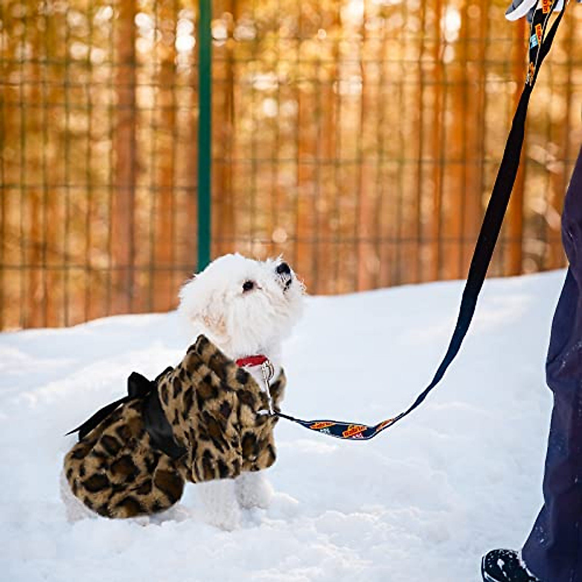 2 Pieces Leopard Print Faux Fur Dog Coat Fluffy Warm Sweater Medium Girl Dog Clothes Puppy Clothes for Small Dogs Girl Soft Faux Fur Pet Jacket for Chihuahua Winter Autumn Cold Weather Cat