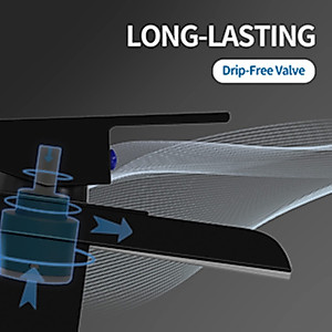 BWE Black Bathroom Faucet Waterfall Matte with Pop Up Drain Stopper Overflow Assembly and Supply Hose Bath Single Hole Handle Modern Bathroom Sink Faucet Lavatory Mixer Tap