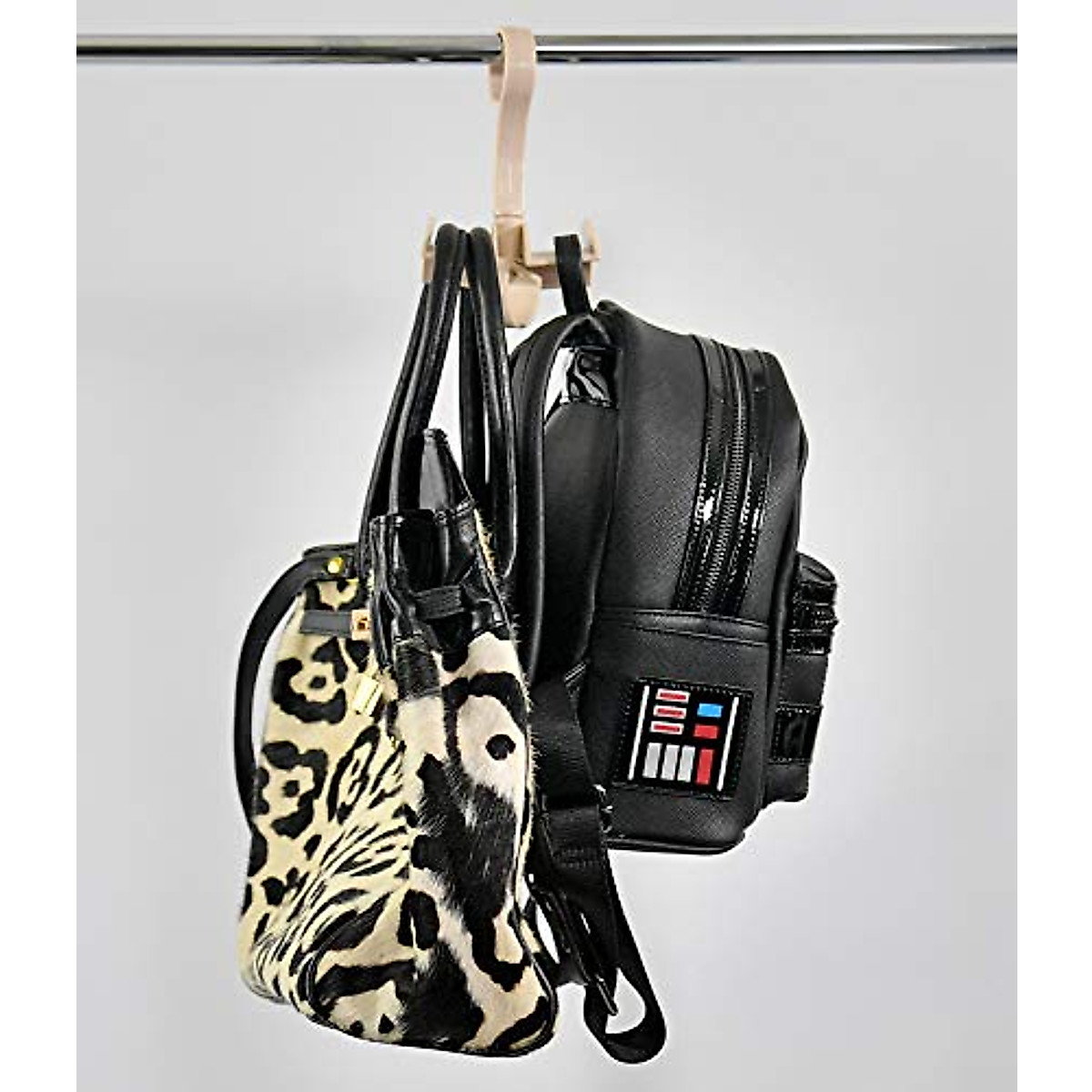 Home-X 3 Pcs Rotating Handbag Hanger for Closet, Purse Organizers, Closet Organizers, Handbag Storage, Purse Hanging Closet Hooks-Beige