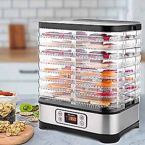 Food Dehydrator Machine, with Fruit Roll Sheet + 8 Trays + 400W Digital Timer and Temperature Control (95ºF-158ºF), for Jerky/Meat/Beef/Fruit/Vegetable, BPA Free