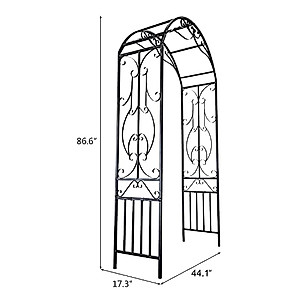 Garden Arches and Arbors Outdoor Black Metal Arbor for Climbing Plants Vines Roses Wedding Archway