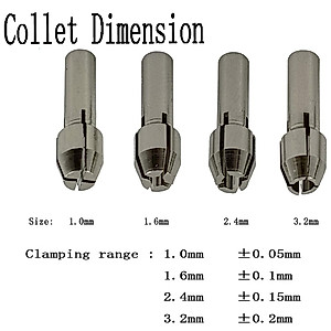 10 Pcs Rotary Collet Nuts Set, 3-Jaw Multi Quick Change Keyless Clamping Chuck for Rotary Tools (Collet Size: 1mm/1.6mm/2.3mm/3.2mm)