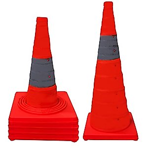 EDAUS 4 Pack 28Inch Collapsible Traffic Cones, Multi Purpose Pop up Safety Road Reflective Parking Cone, Orange Construction Cones, for Training, Parking Lot and Driving Practice