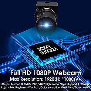 SVPRO 5-50mm Zoom Lens USB Camera 1080P with Sony IMX323 Sensor, H.264 HD Camera with 0.01lux Ultra Low Light USB Webcam for Weak Light Conditions,PC Cam for Windows Linux Mac Android