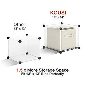 KOUSI Portable Storage Cubes-14 x14 Cube (12 Cube)-More Stable (add Metal Panel) Cube Shelves with Doors, Modular Bookshelf Units，Clothes Storage Shelves，Room Organizer for Cubby Cube
