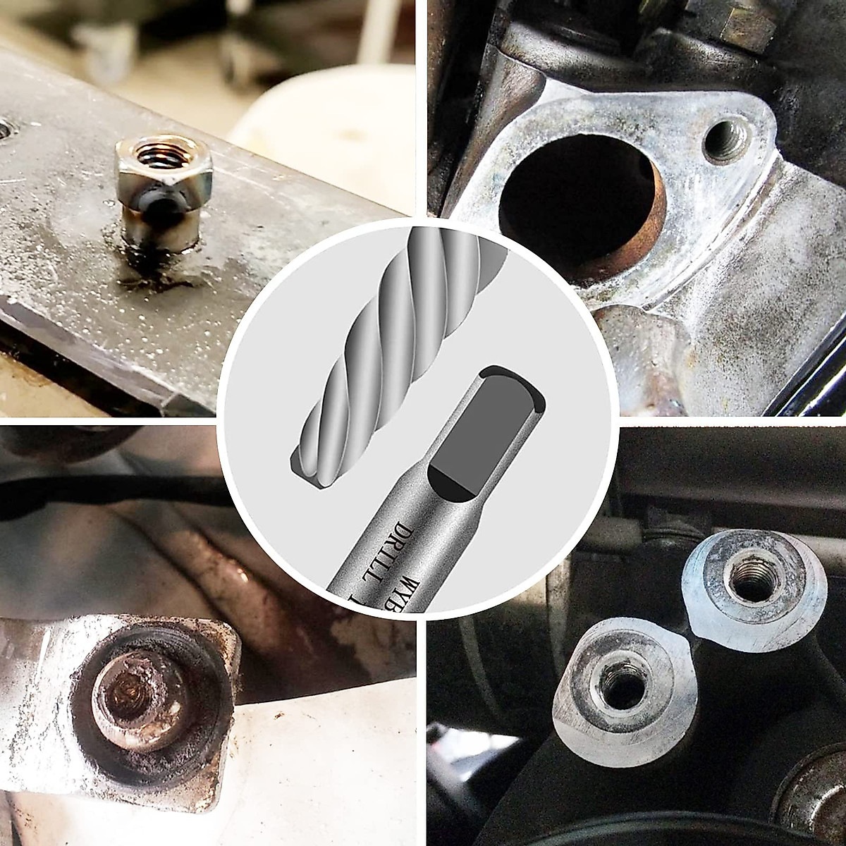 5Pcs Screw Extractor Set Spiral Flute Bolt Extractor Set Cr-MO Easy Out Bolt Extractor Set for Removing Stripped Screws and Broken Bolts