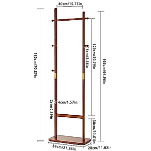 Aibiju Coat Rack Tree Stand with Very Sturdy Base, Freestanding Small Clothes Rack Heavy Duty, Garment Hanging Racks for Kids and Adults, Space Saving Brown USYD-203