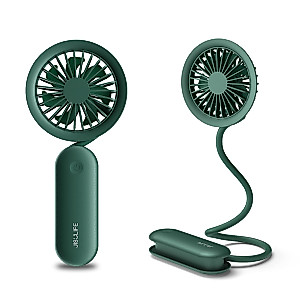 JISULIFE Mini Handheld Versatile Fan, Portable USB Rechargeable Fan, Battery Powered Hand Fan with Strong Wind, Night Light, Personal Quiet Multifunctional Fan for Baby Stroller, Bike, Neck - Green