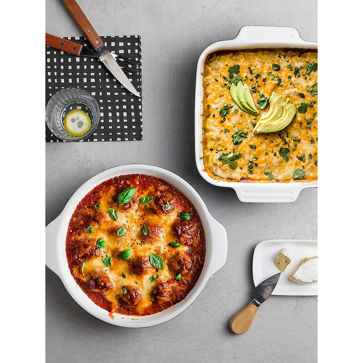 ZONESUM Baking Dish, 8x8 Lasagna Pan Deep, Ceramic Square Casserole Dishes for Oven, Baking Pan with Handle, for Brownie, Cake, Lasagna, Casserole, 2 Quart, Home Gift, Airy Blue