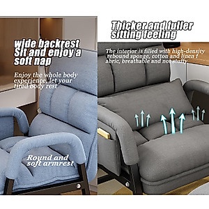 WFCCDM Relax Armchair Rocking Chairs Reclining Chair Lounge Seating Sofa Chair Occasional Side Chairs, Adjustable Footrest & Backrest, for Living Room Bedroom 50 * 51 * 102cm Blue