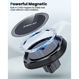 EXELIQ Tesla Phone Mount Holder for Model 3/Y, Magnetic Phone Holder for Screen, Tesla Magsafe Mount with Triple-Hook Vent Clip, Compatible with iPhone 15 14 13 12 Pro Max and All Phones