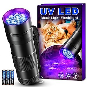 Fulighture Black Light Flashlight Mini, Small UV Black Light for Pet, Urine Detection for Dog Cat, Portable Ultraviolet Blacklight Flashlights 395nm, Resin Curing, Bed Bug, AAA Batteries Included