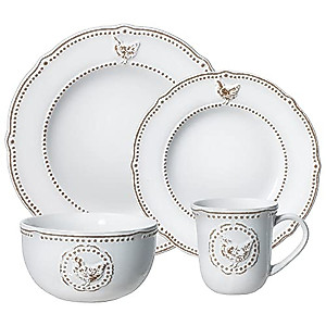 Pfaltzgraff Farmhouse Dinnerware Set (16 Piece), Blue, White