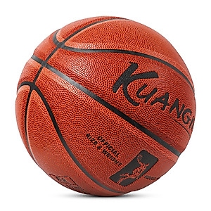 Kuangmi Authentic Series Basketball,Made for Indoor & Outdoor Game Ball,Composite Leather,Men's Official Size 7 29.5", Brown