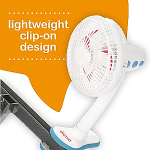 Diono Stroller Fans, Pack of 2 Clip On Baby Safe Stroller Fans with Flexible Neck for Perfect Angle, Universal Fit with Most Strollers