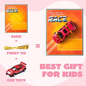 JOYIN 28-Count Valentines Day Gifts Cards, Valentine's Greeting Cards for Kids with Die-Cast Racing Cars Valentine Classroom Exchange Party Favor Toy