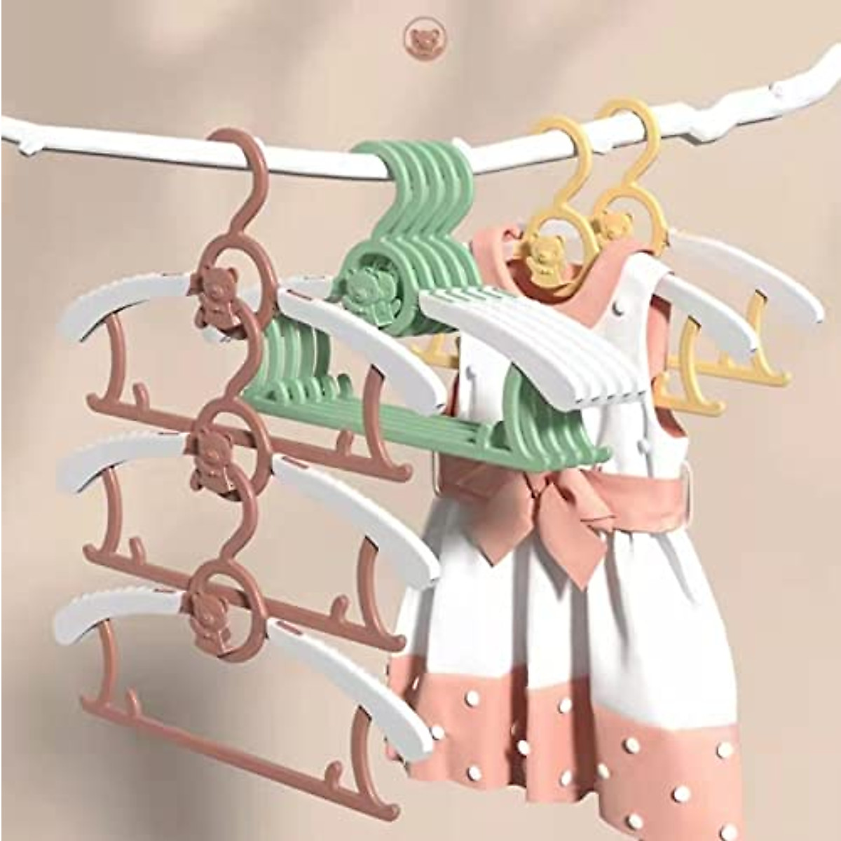 HGYZE Baby Closet Hangers with 42cm Customizable Separators for Nursery Drawer, Extendable Infant Pant Rack for Newborn Clothes -20pcs Pink Gifts & Deep Dividers for Girl Boy Toddler Kids Child