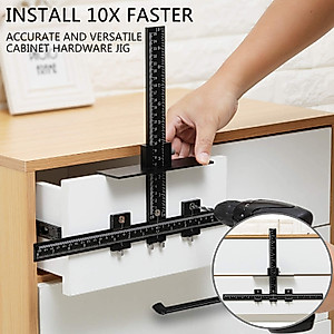 Cabinet Hardware Jig All Aluminum Alloy,Adjustable Drill Guide Template Tool for Installation of Door Drawer Front Knobs Handles and Pulls