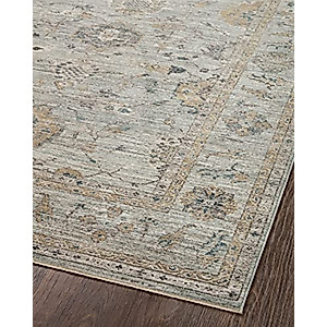Loloi Magnolia Home by Joanna Gaines Millie Collection MIE-02 Sky/Gold 7'-10" x 10', .25" Pile Height, Area Rug