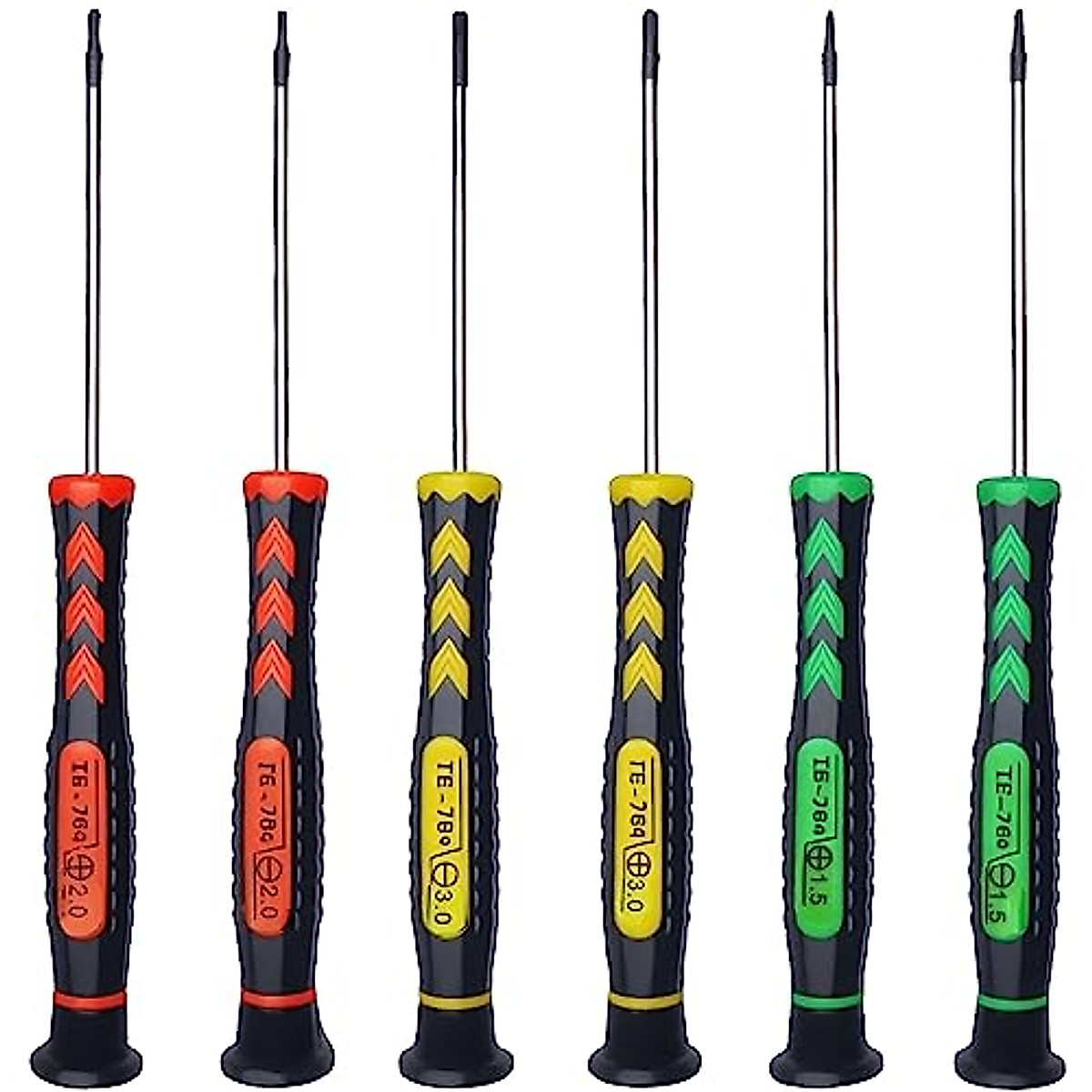 Screwdriver SET OF 6 - Magnetic Flathead and Phillips With NON-SKID Handle in Different SIZES / COLORS - Professional Repair Tool Kit For Electronics/ iPhone/ PC/ Jewelry/ Watch/ Eyeglass