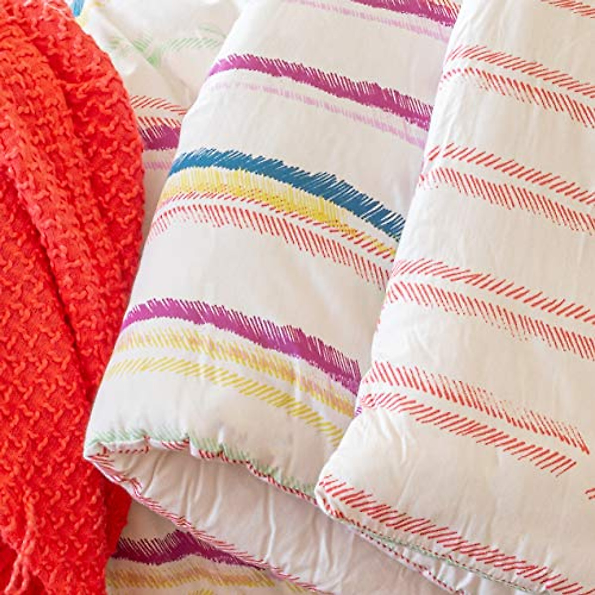 Refinery29 | Paulina Bedding Collection Modern Reversible Luxury Ultra Soft Comforter, All Season Premium 4 Piece Set, Design for Home Hotel Décor, (Full/Queen, White)