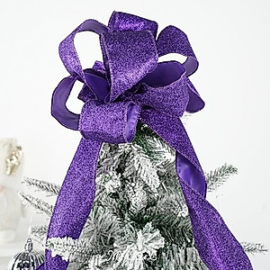 MAYREEL 2.5 Inch Purple Ribbon Wired Glitter for Halloween Christmas Decorations Gift Wrapping Wreath Supplies Tree Toppers Garland Crafts 10 Yards