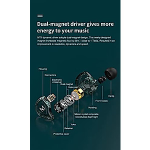 FEDAI TRN MT1 1DD HiFi Earphone Headphone, TRN MT1 in-Ear Earbud with New 10mm Composite Magnetic Dynamic Driver Over Ear Headset with Detachable C Pin 0.75MM Cable(No mic,Black)