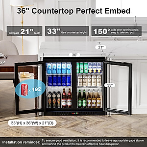 COTLIN 36" W Back Bar Cooler Beer Fridge Undercounter Refrigerator with LOW-E Glass Free Standing Beverage Refrigerator Adjustable Shelves for Soda Beer Wine, ETL NSF Approved, 2025 Upgraded