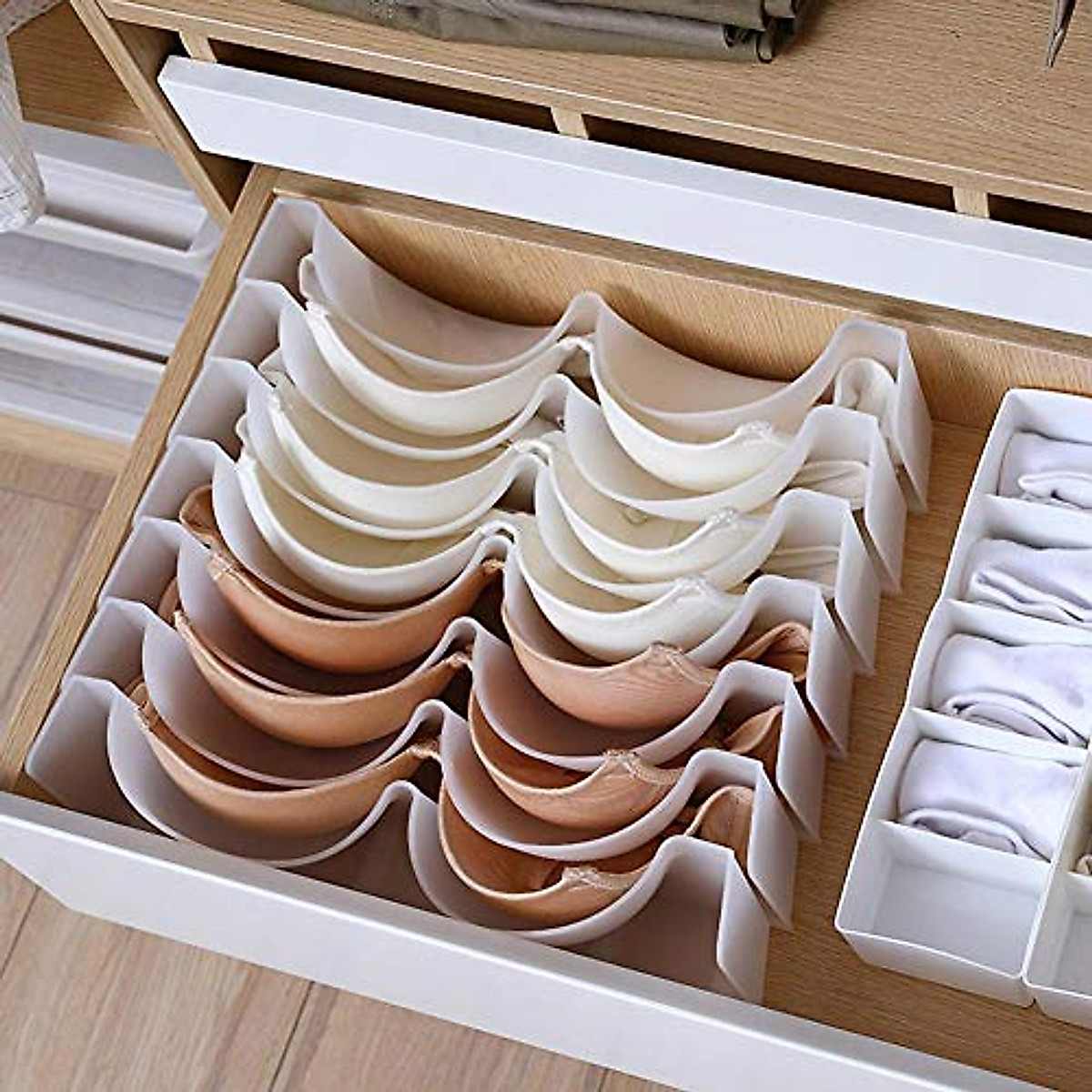 NewMoo 6Pcs / Set Underwear Boxes Stable Stackable Bra Clothes Storage Rack Cupboard Drawer Divider Finishing Combination Bra Organizer