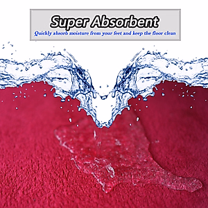 AINAHYVA Christmas Memory Foam Bath Mat Rug 3 Piece Set, Super Absorbent, Strong PVC Non Slip Backing, Bath mats for Bathroom, Plush Shaggy, Thick, Machine Washable, Bathtub, Shower, Toilet, Red