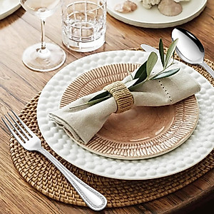 24PCS Forks and Spoons Silverware set, HaWare Stainless Steel Flatware with Pearled Edge for Home/Kitchen, Include 12 Dinner Forks(7.9 Inches) and 12 Dinner Spoons(7.9 Inches), Dishwasher Safe