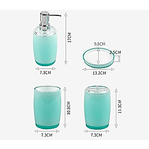 CECE&KELE Bathroom Accessories Set 4 Pcs - Plastic Bath Countertop Wash Set, Modern Cylinder Wash Cup/Lotion Soap Dispenser/Soap Dish Housewarming Gifts,Orange,As Shown