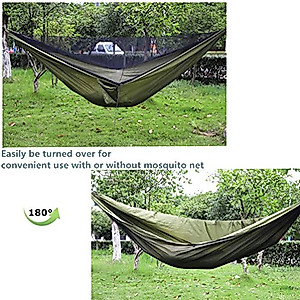 Camping Hammock with Rain Fly Tarp and Mosquito Net with Tree Straps，1/2 Person Portable Hammocks with Rain Cover for Indoor Outdoor Backpacking Hiking Travel Yard Activities Green