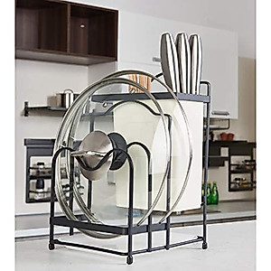 DRNKS Pot Rack Sitting Kitchen Cutting Board Chopping Board Rack Free Punching Multifunctional Cutting Board Lid Storage Rack Applicable to kitchen stove