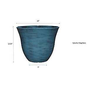 Classic Home and Garden Honeysuckle Resin Flower Pot Planter, Blue Jean, 15"