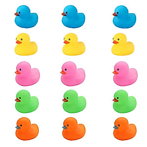 Bath Duck Toys 15 PCS Colorful Mini Rubber Ducks Squeak and Float Duckies Baby Shower Toy Party Decoration for Toddlers Boys Girls (2.2’’)
