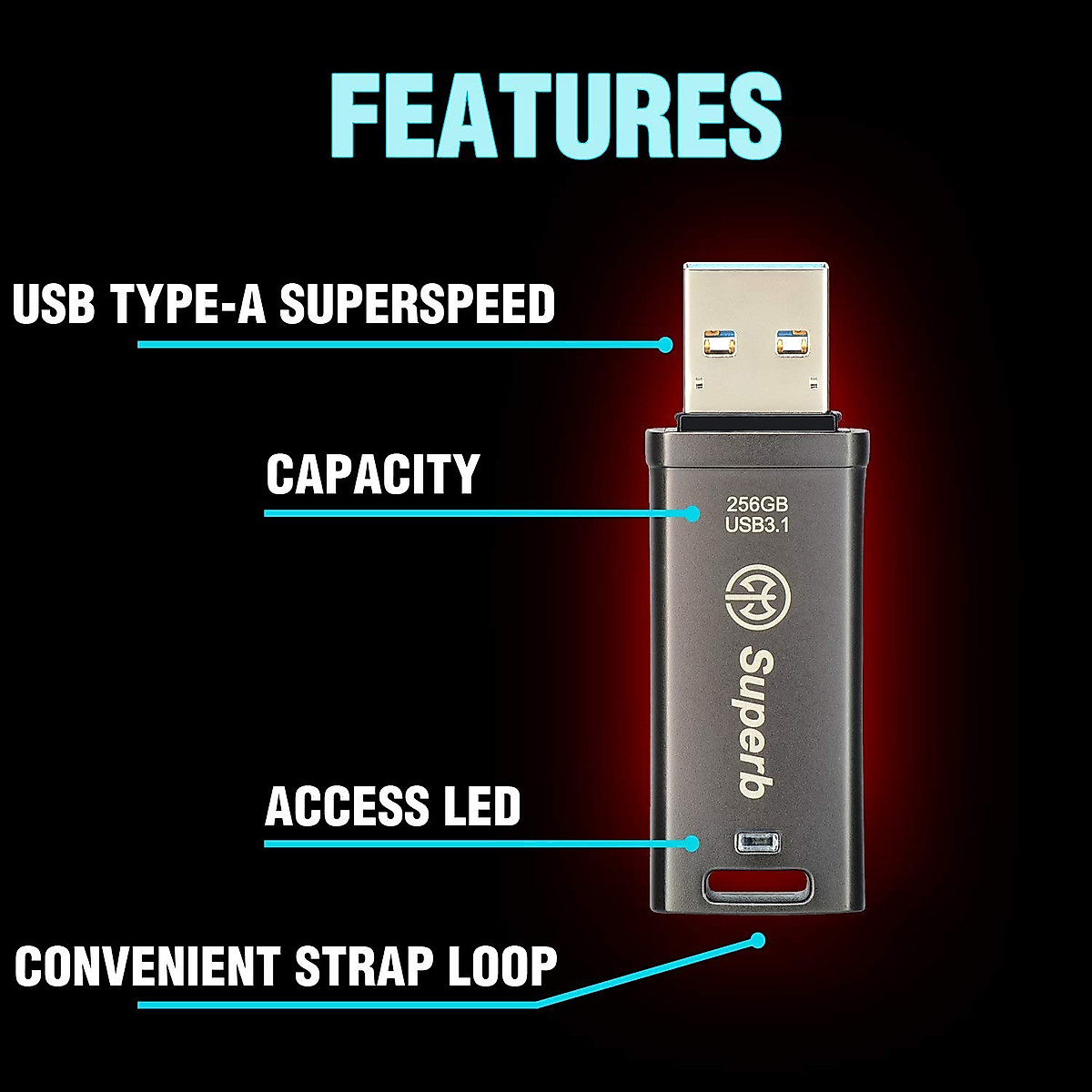 AXE MEMORY Superb 256GB USB 3.1 SuperSpeed Flash Drive, Metal Casing, Optimal Read Speeds Up to 400 MB/s. Write Speeds Up to 200 MB/s