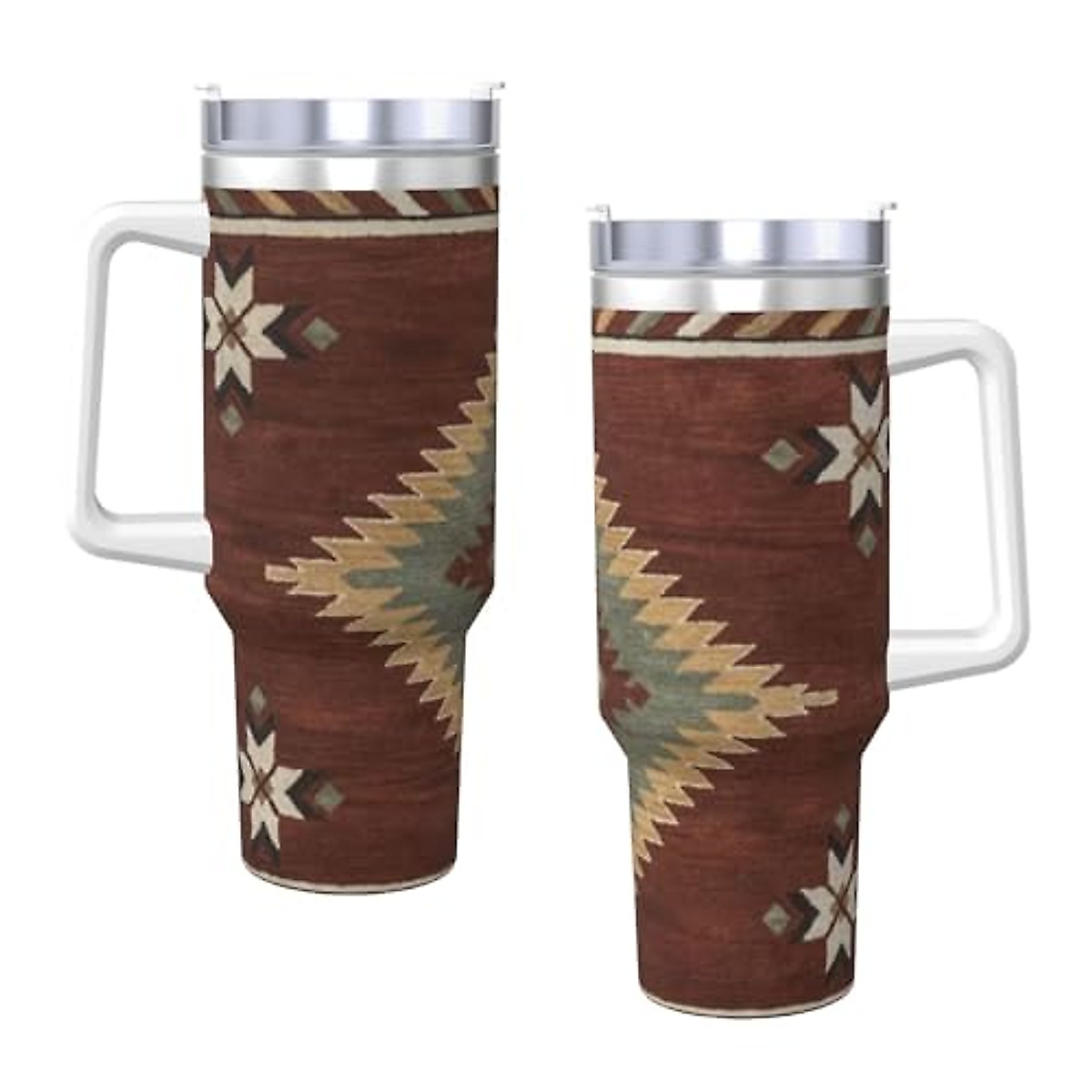 Xiexide 40oz Rustproof Indoor Ethnic Southwestern Totem Aztec Indian Tribal Double Walled Vacuum Insulatedith Handle And Straw,Hot & Cold Drinks