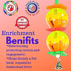Bonka Bird Toys 1570 Twin Ball Bird Toy Parrot cage Toys Cages Cockatiels Conures African Greys