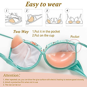 3 Pairs Silicone Bra Inserts Lift Breast Pads Breathable Push up Sticky Bra Breast Cups Silicone Gel Bra Inserts for Women(Classic,Small)