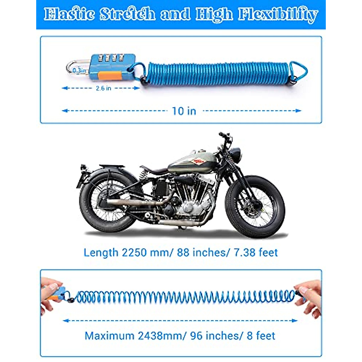 Universal Combination Lock Cable for RV Surge Protector 30/50 amp, Security PIN Locking Chain