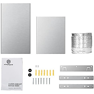 HTH 30 Inch Wall Mount Range Hood in Stainless Steel, Ducted Chimney-Style Kitchen Vent, 500 CFM, 3 Speed Exhaust Fan, Push Button, LED Lights, Mesh Filters, Fit 8 to 8.5 ft Ceiling