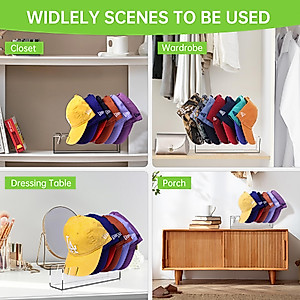 Phsycolv 2024 New Hat Stand for Baseball Caps Display and Organizer, No Install Acrylic Hat Holder for 14 Baseball Caps for Bedroom, Closet, Dresser (2PCS), Unique Gift for Hat lovers